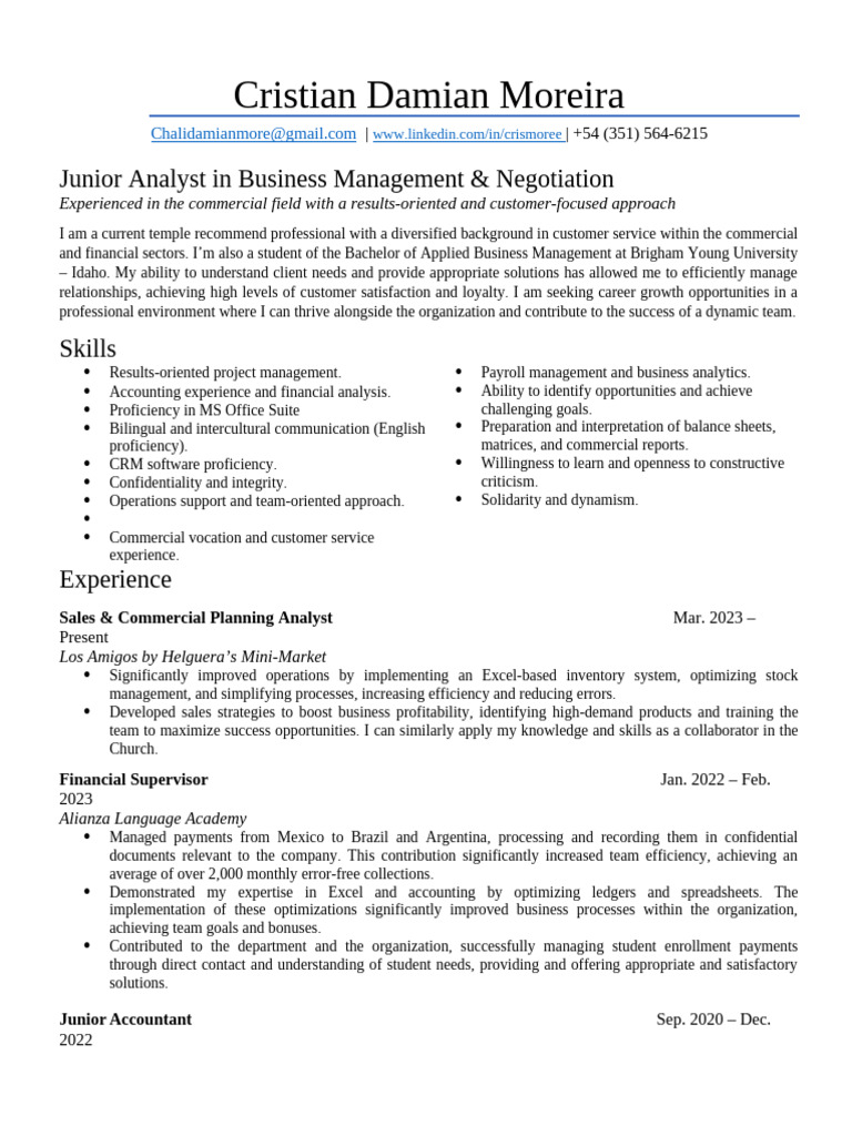 Résumé English Cristian Moreira Bloom | PDF | Customer Relationship Management | Business Economics