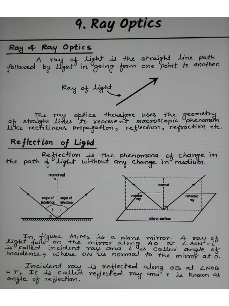 Optics Ray Optics Spherical Mirror | PDF