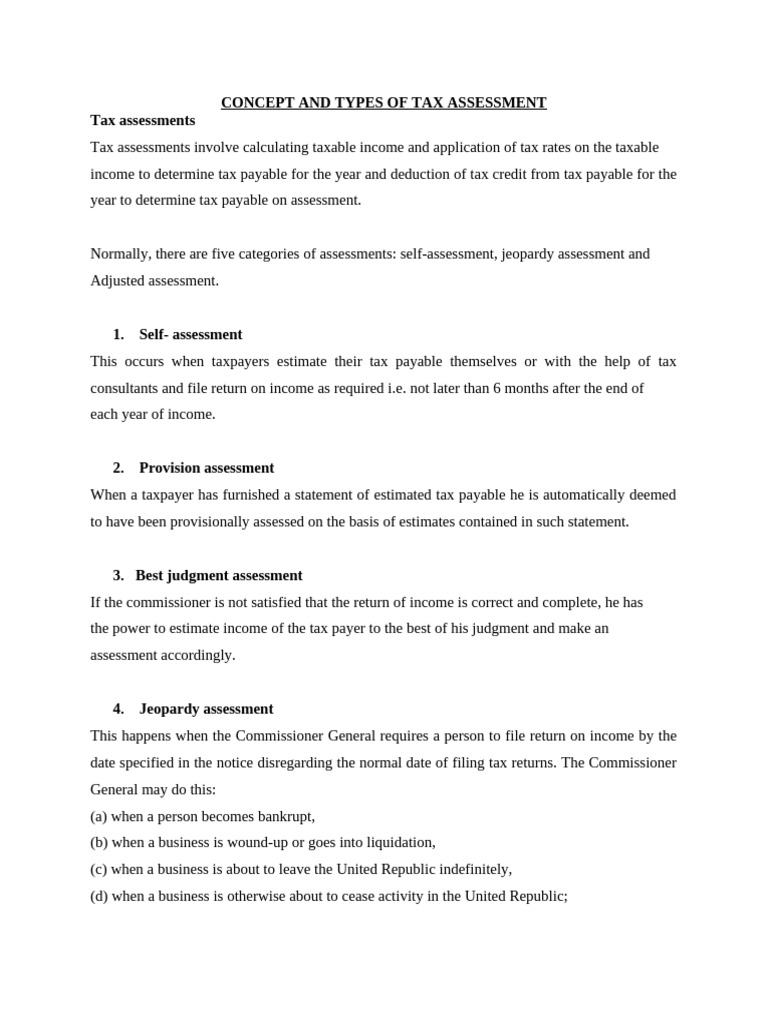 Tax Assessment Types Explained | PDF | Taxes | Taxation In The United ...