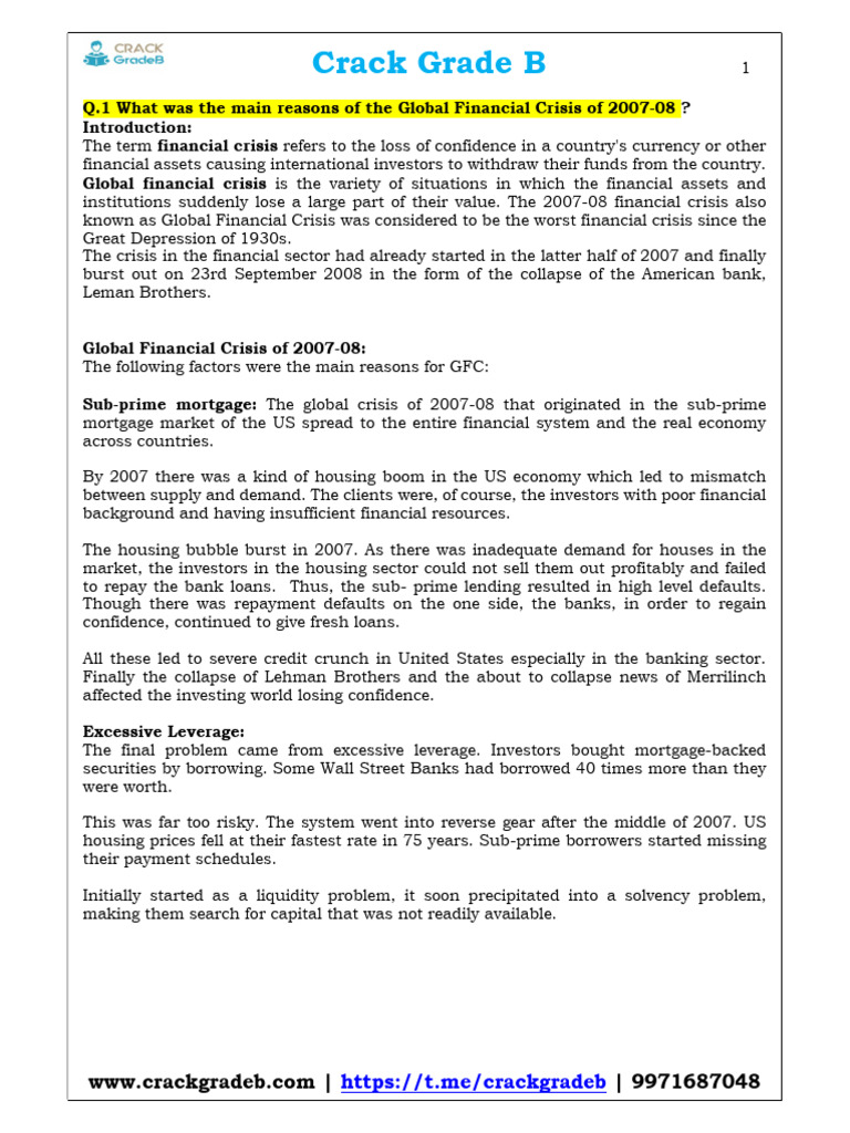 GFC 2007-08 Adv | PDF | Financial Crises | Fiscal Policy