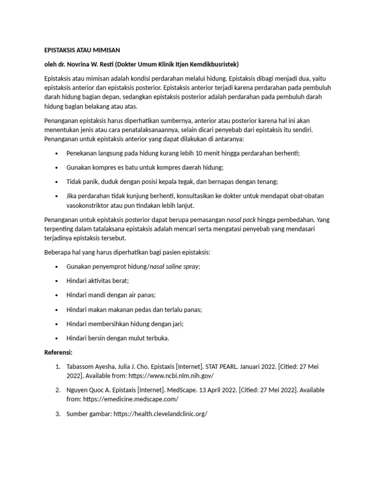 Epistaksis Atau Mimisan | PDF