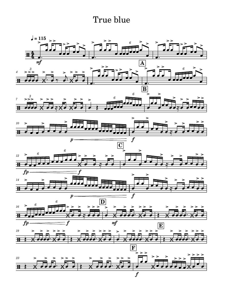 True Blue Sheet Music Guide | PDF