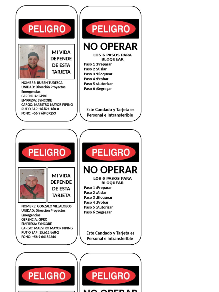 Tarjetas De Bloqueo Para Impresion Pdf