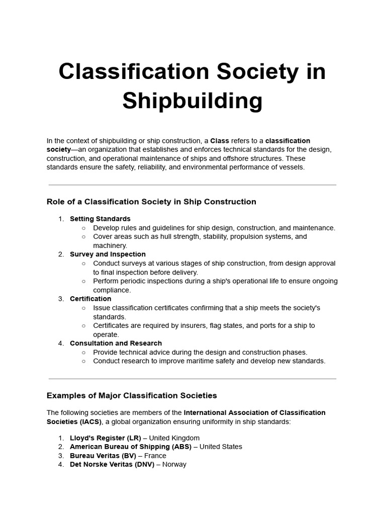 Role of Classification Societies in Shipbuilding | PDF | Water ...