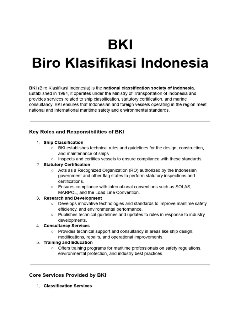 BKI Classification Society in Indonesia | PDF | Regulatory Compliance | Shipping