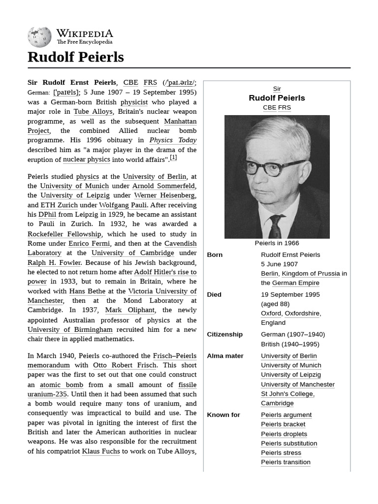 Rudolf_Peierls | PDF | Physics