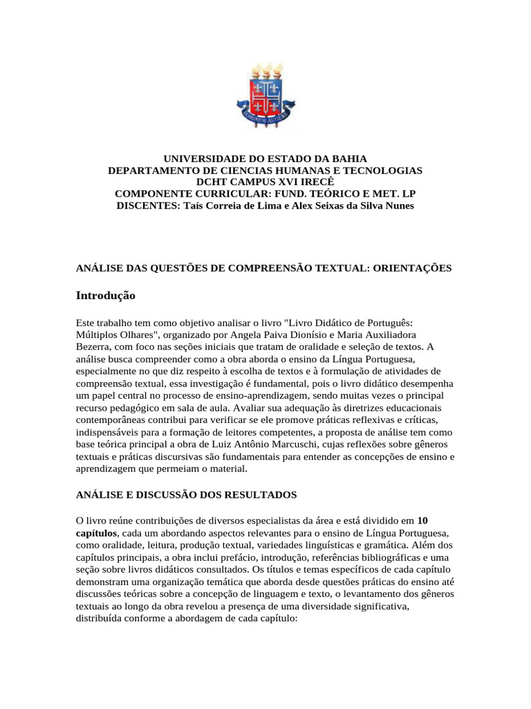 Analise Lingua Portuguesa - Taís Correia e Alex Seixas-2024. | PDF | Livro didático | Pedagogia