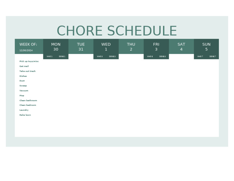 Weekly Chore Schedule | PDF