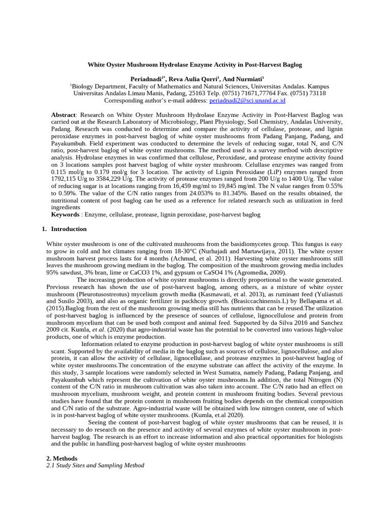 UNS - Reva Aulia Qorri - Andalas University | PDF | Enzyme Assay | Lignin