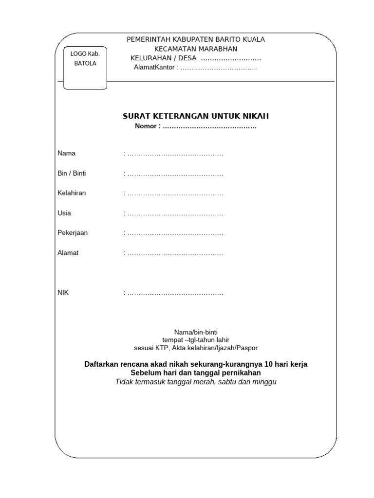 Formulir Nikah (Cover, N1, N2, N4, N5, N6), Pernyataan BN | PDF