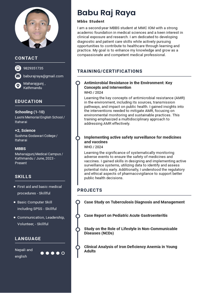 Babu Raj Raya-cv | PDF | Public Health | Antimicrobial Resistance