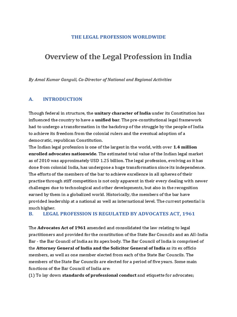Overview of legal profession | PDF | Advocate | Lawyer