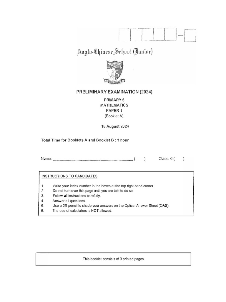 2024-P6-Maths-Prelim Exam-ACSJ | PDF