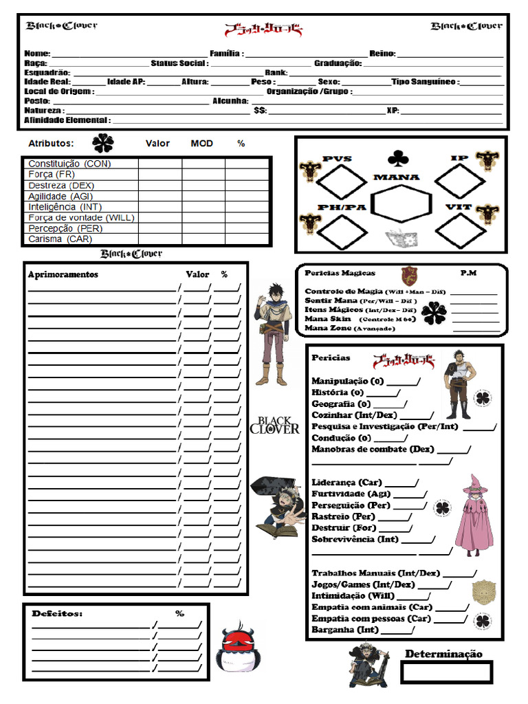 Ficha Black Clover | PDF