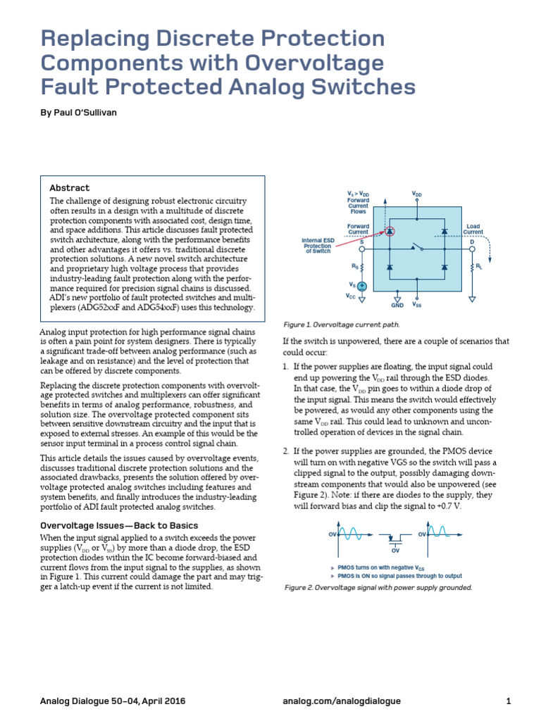 Overvoltage Fault Protected Analog Switches | PDF | Diode | Analog To ...