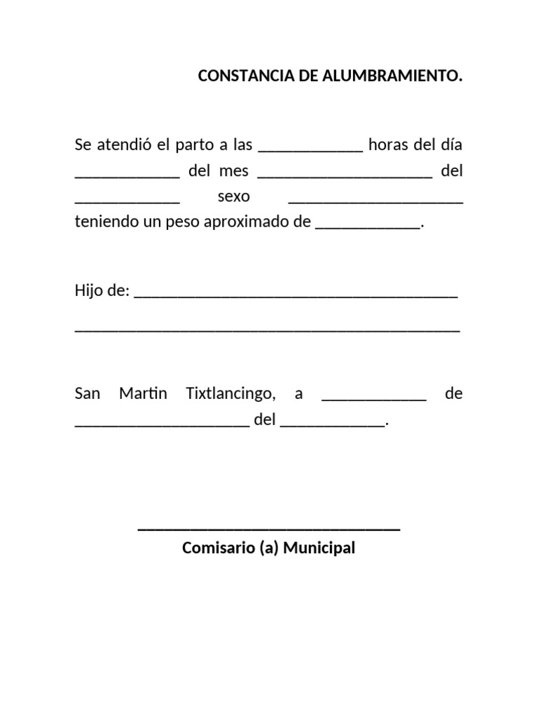 Constancia de Alumbramiento | PDF