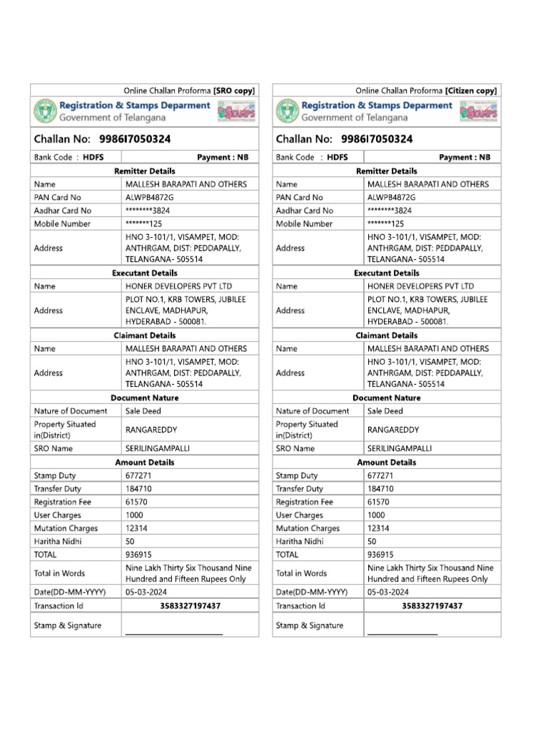 E_Challan_Mallesh_01 | PDF