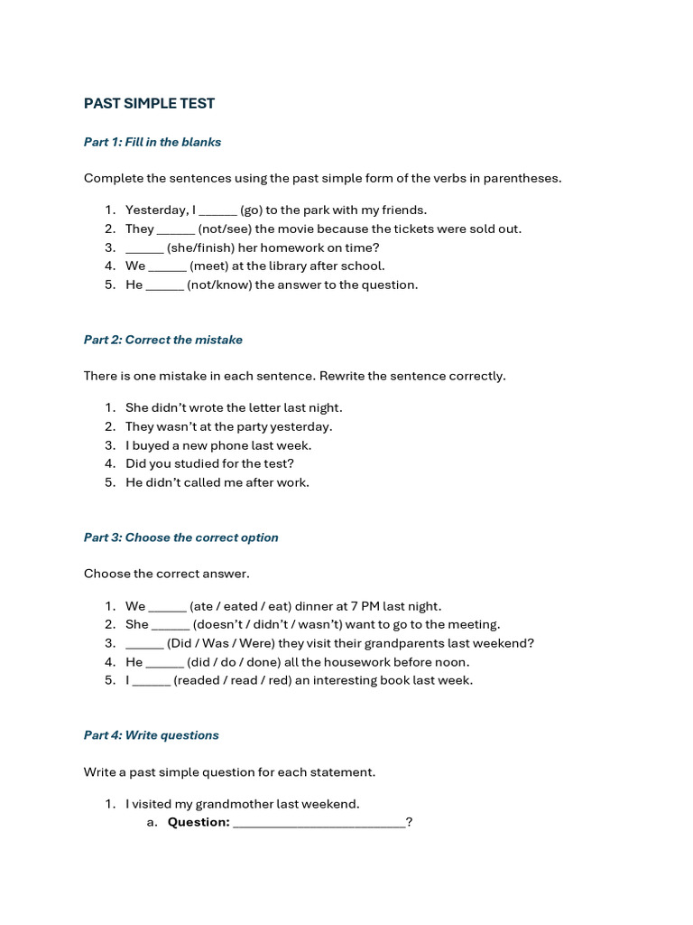 Tenses A1 Pdf Linguistics