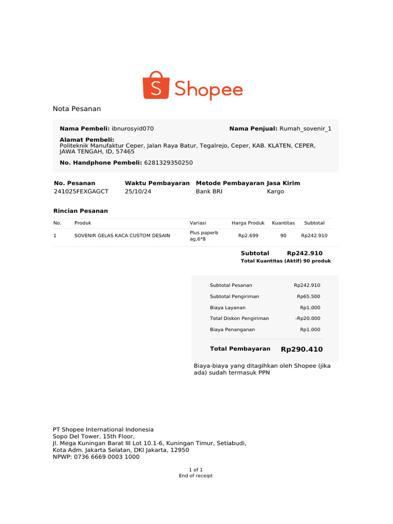 Nota Gelas Polman | PDF