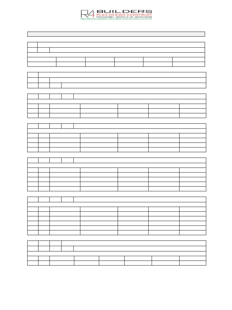 Footing and Column Reinforcement Schedule | PDF