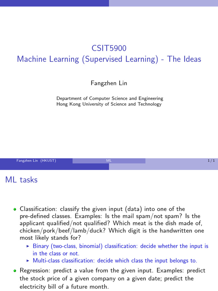 AI Lec2.1 MLsupervised | PDF | Statistical Classification | Artificial Intelligence