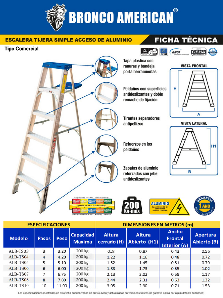 Tijera Simple Aluminio 200 KG | PDF