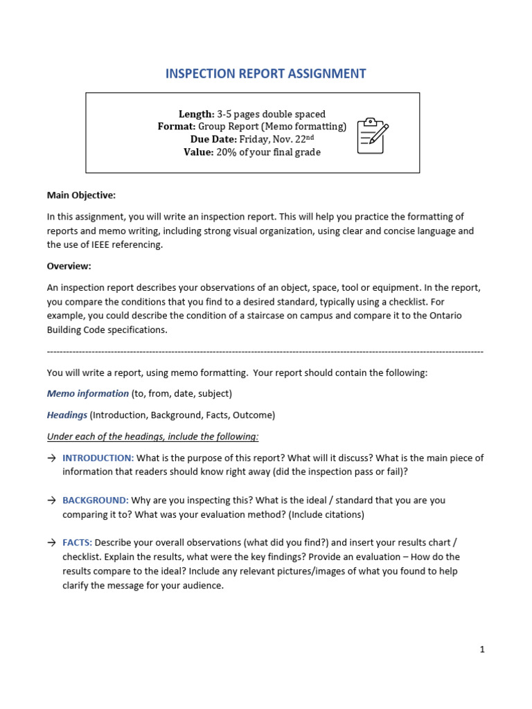 Inspection Report Instructions | PDF | Cognition | Human Communication