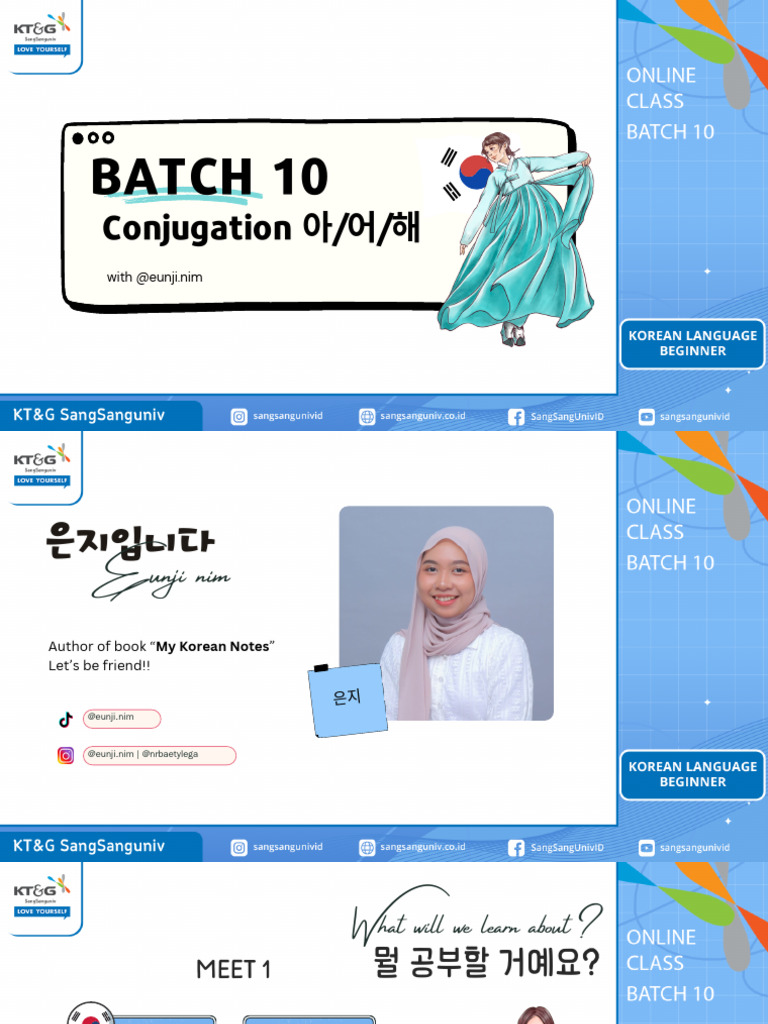 Korean Language For Beginner - Batch 10 Week 1 | PDF