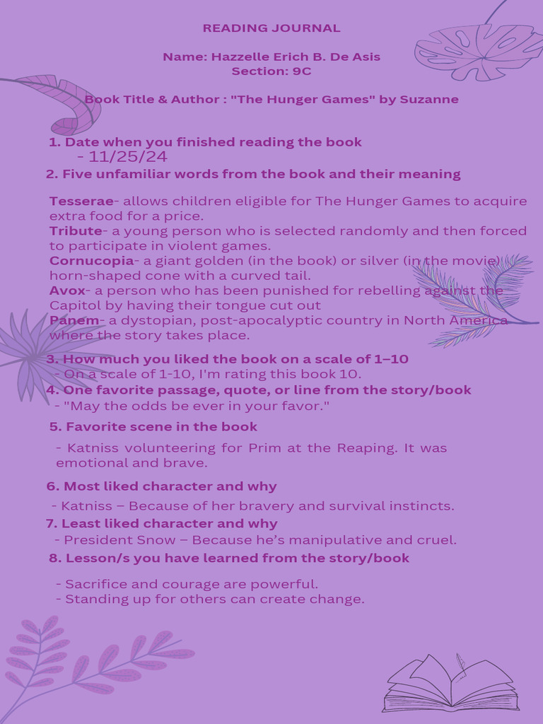 1st Quarter Cae Reading Journal | PDF