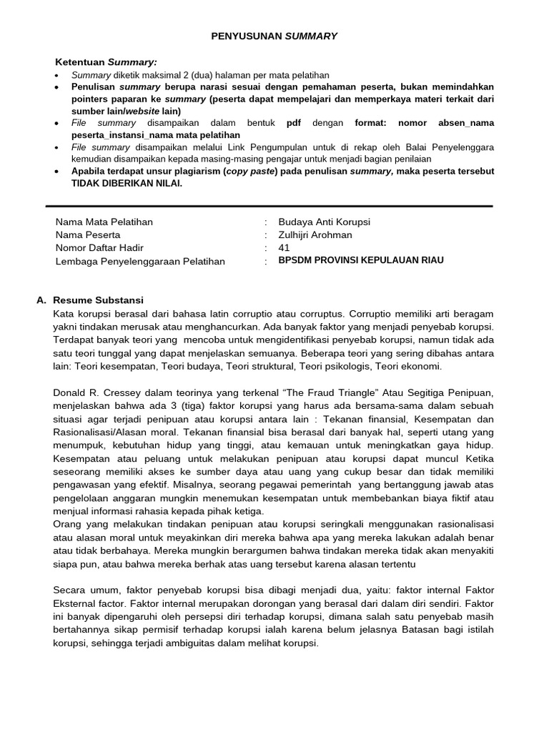 41_Zulhijri Arohman_Dinas PUPRPRKP_Budaya Anti Korupsi | PDF