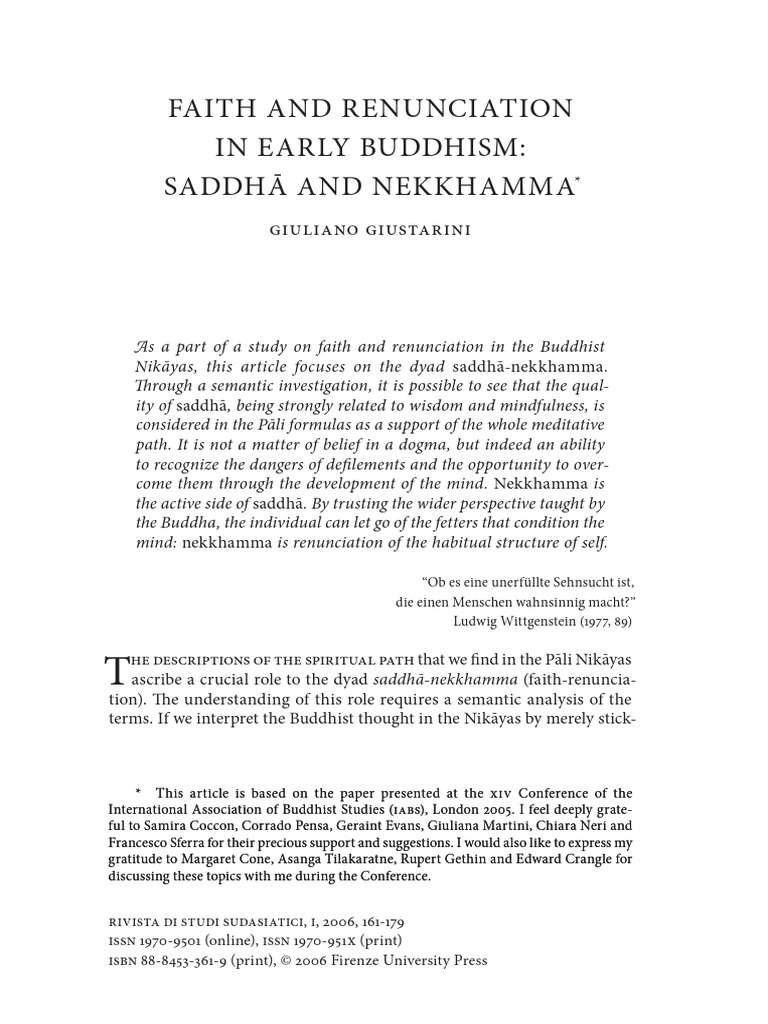 Faith and Renunciation in Early Buddhism | PDF | Noble Eightfold Path ...