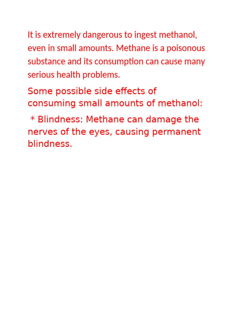 It Is Extremely Dangerous To Ingest Methanol | PDF