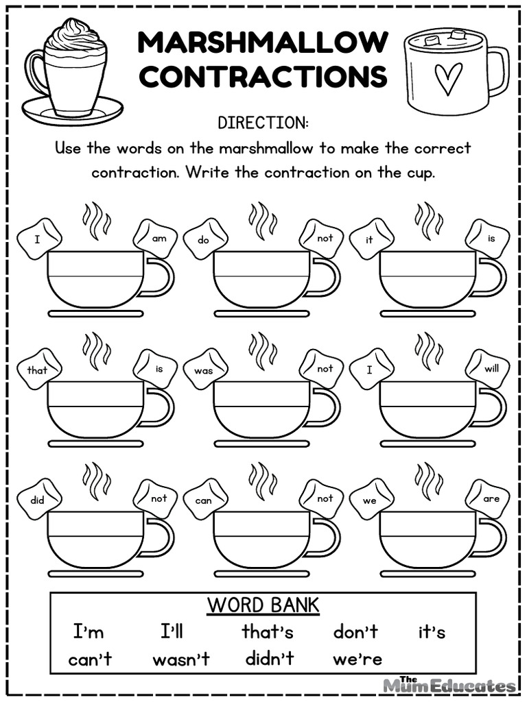 1st Grade Contractions Worksheet | PDF