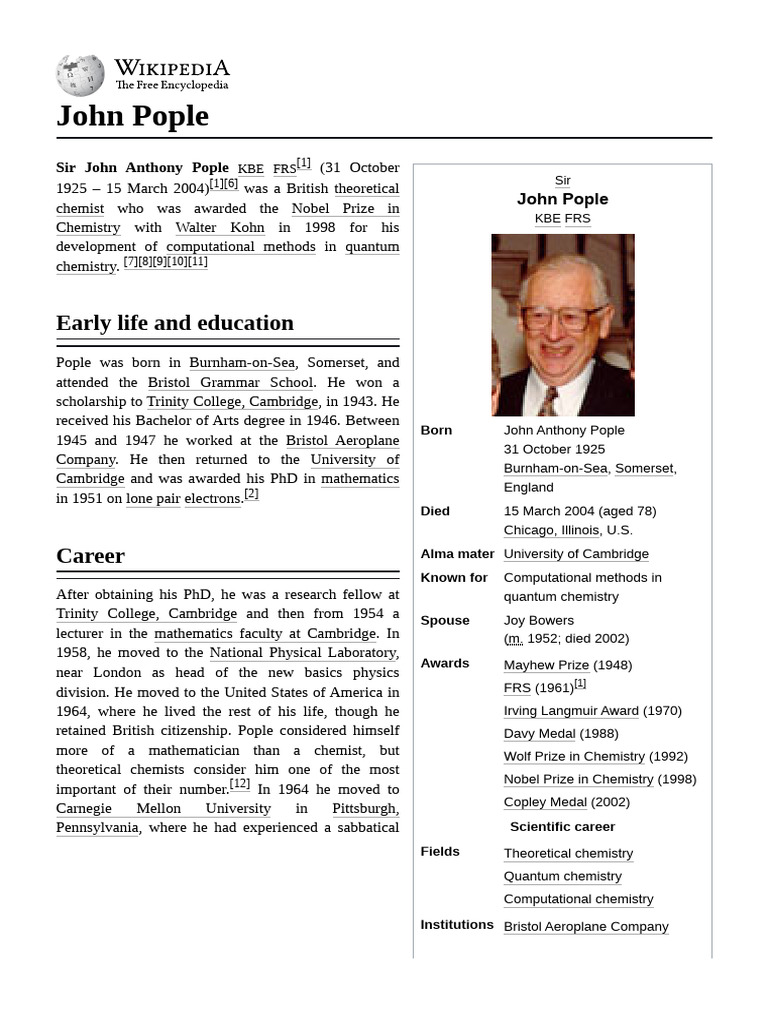 John_Pople | PDF | Chemical Physics | Quantum Chemistry