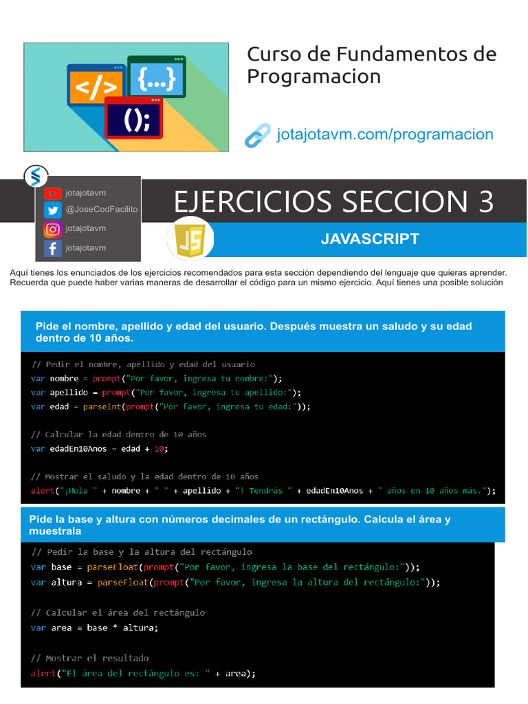 Ejercicios de Programación en JavaScript | PDF