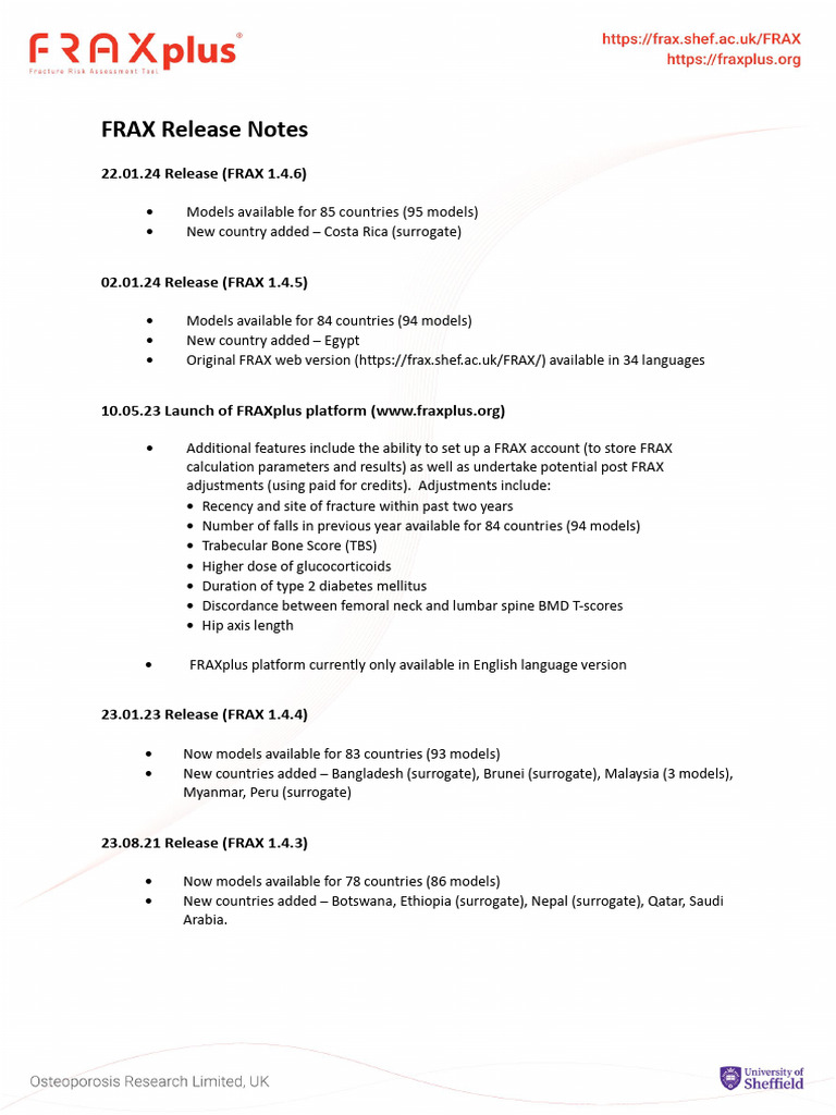 FRAX Release Notes | PDF