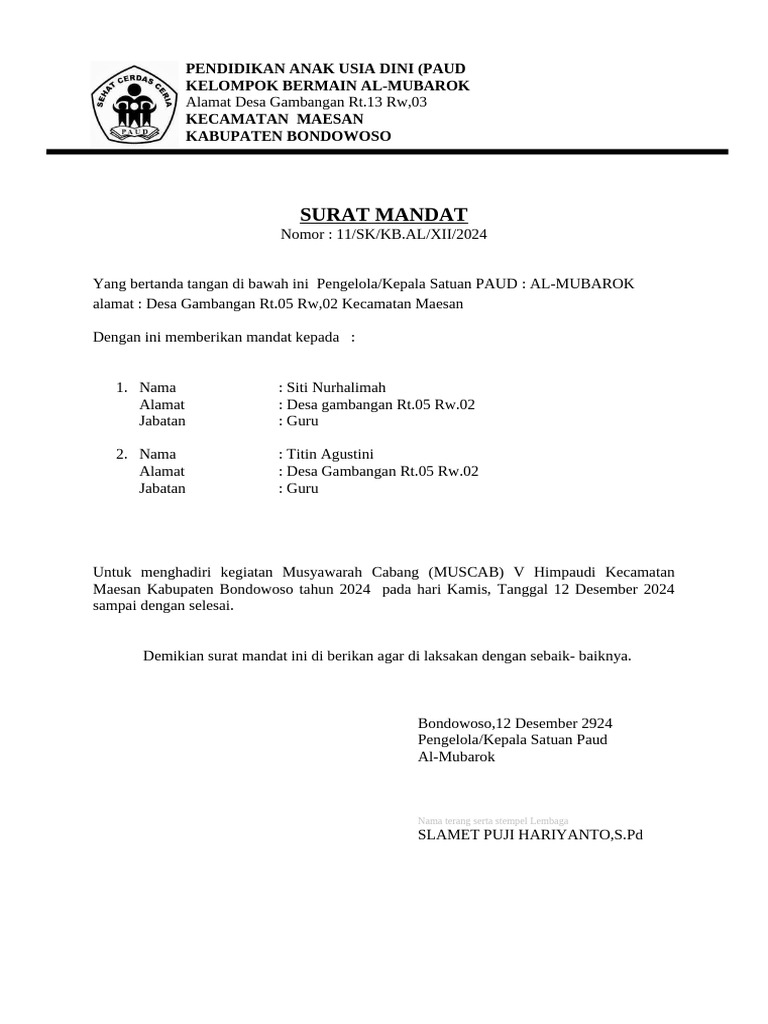 Surat Mandat | PDF