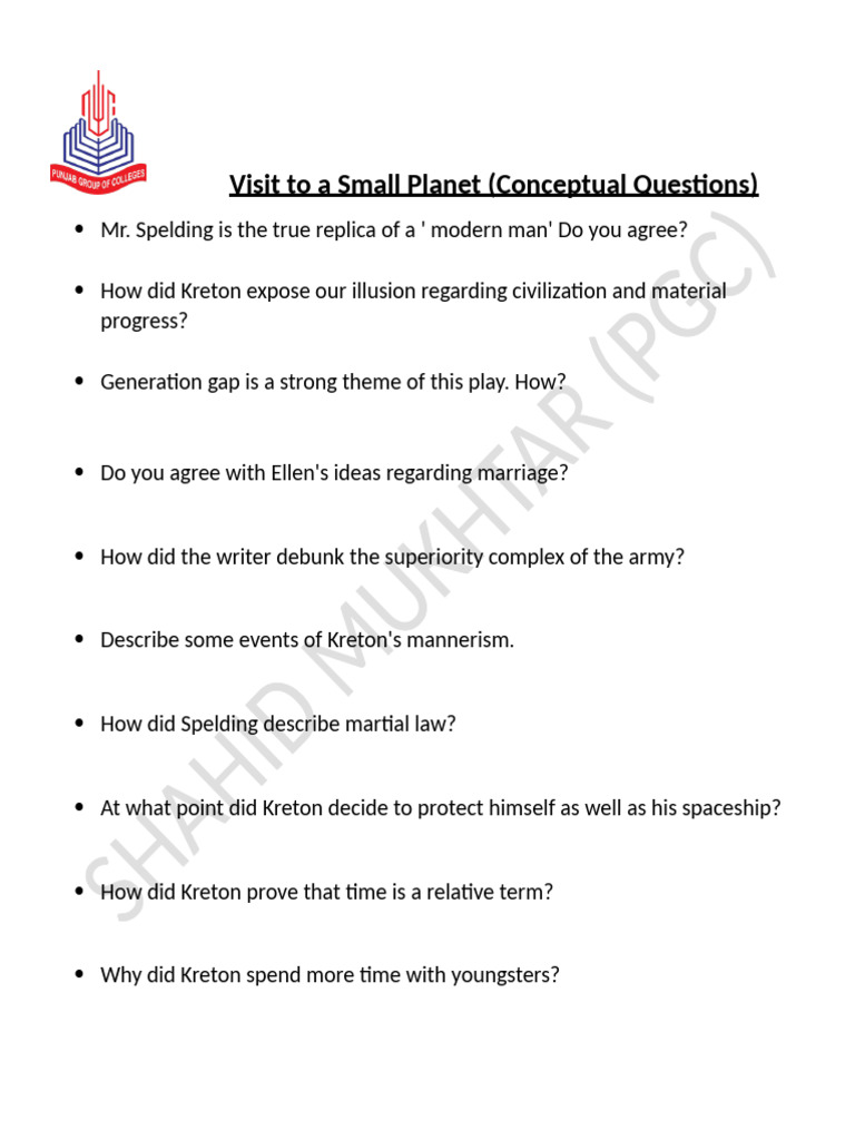 Visit To A Small Planet | PDF