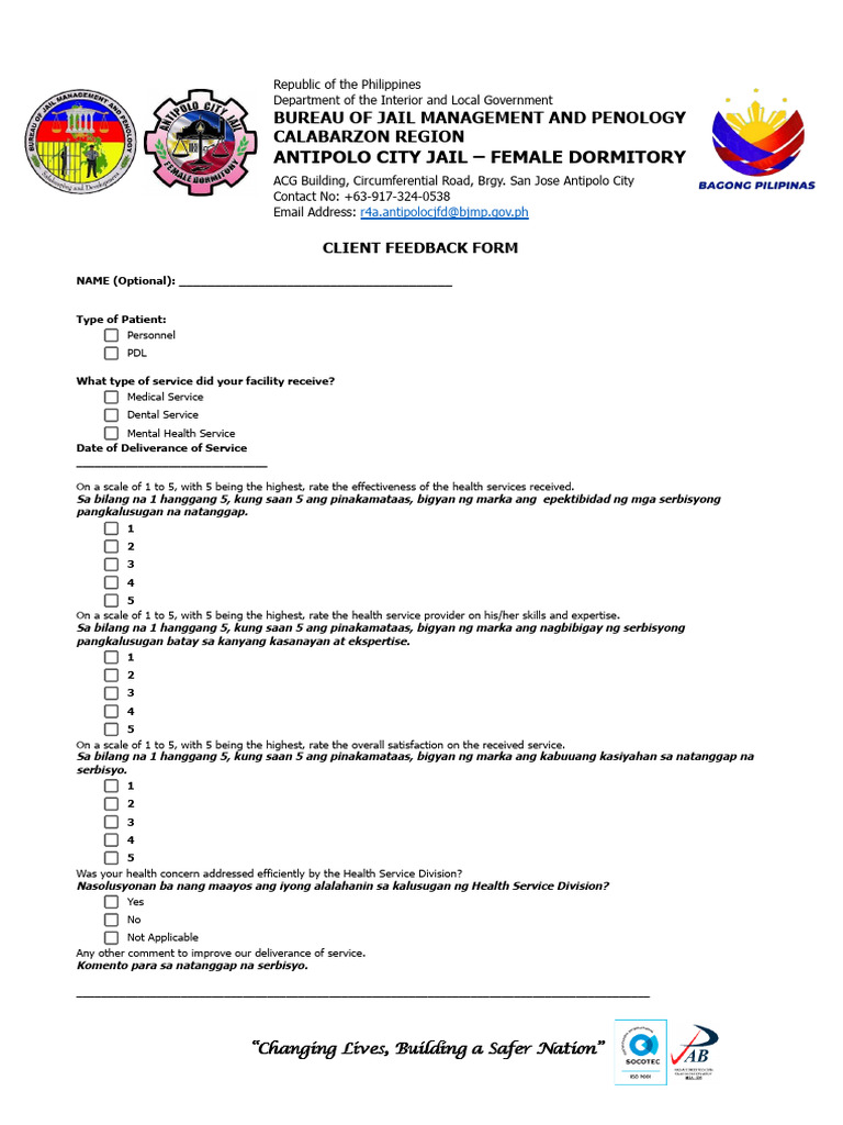 Client Feedback Form - Health | PDF