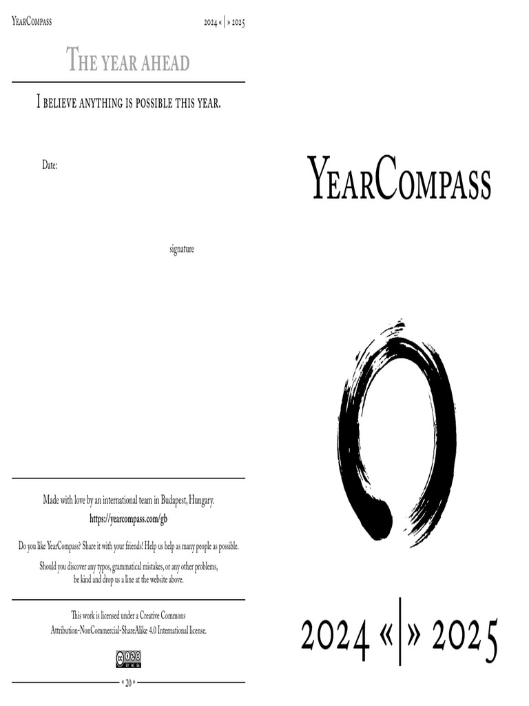 En GB YearCompass Booklet A5 Printable | PDF