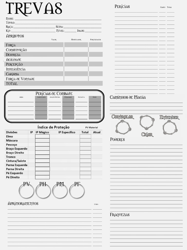 Ultimate Nova Ficha Daemon Resumida Editável | PDF