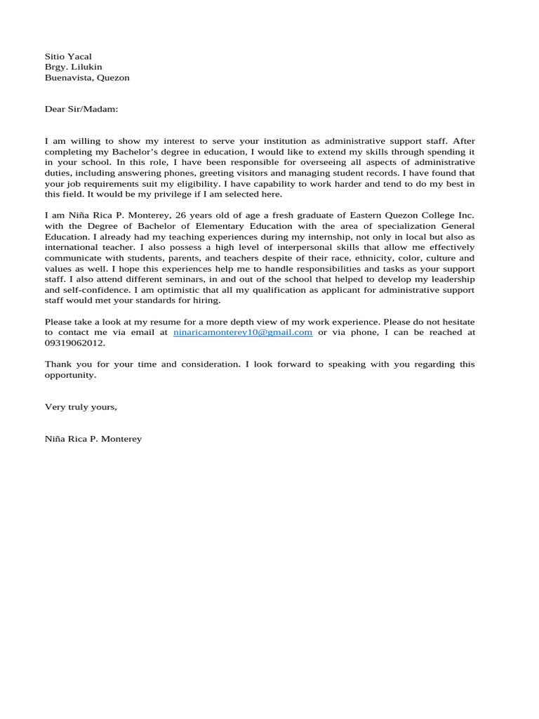 Application Letter Version 2 | PDF