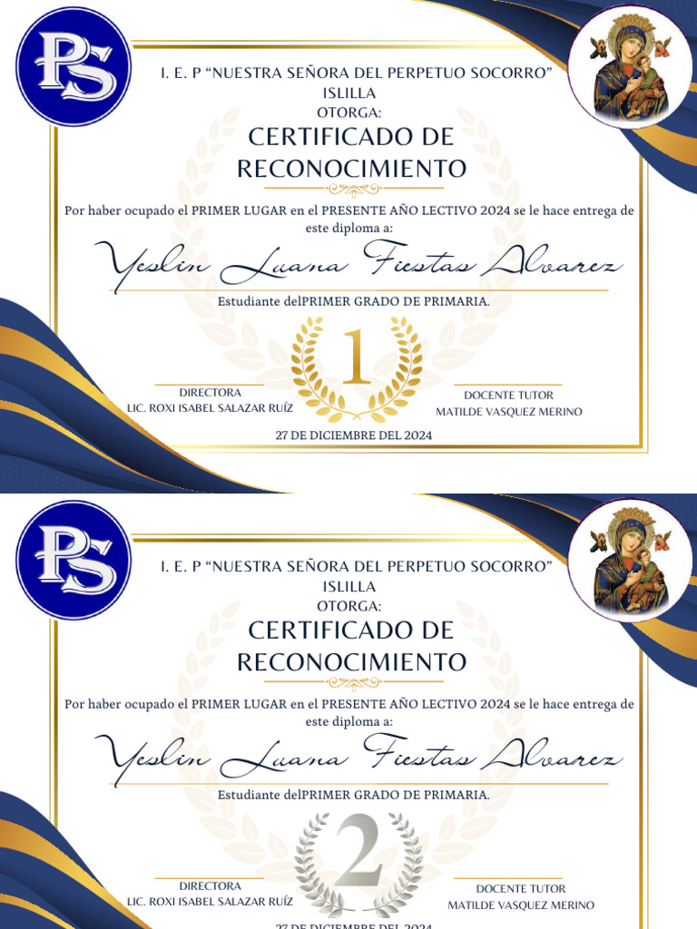 Certificado Diploma de Reconocimiento Profesional Clásico Dorado y Azul ...