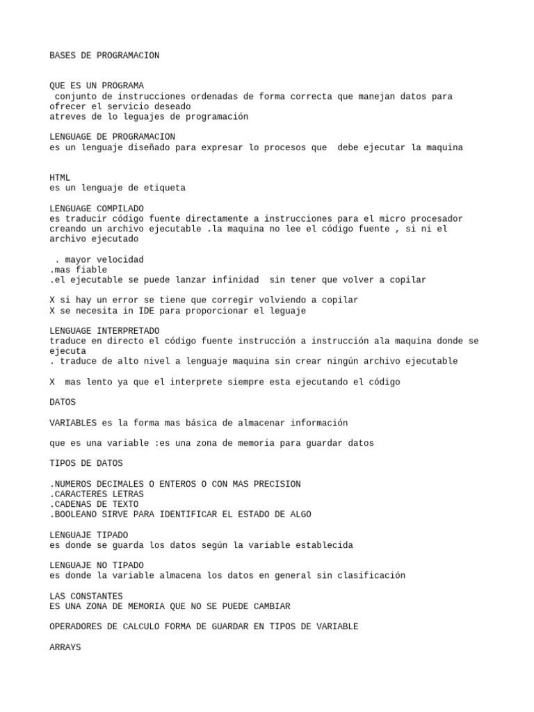 Bases de Programacion | PDF | Lenguaje de programación | Algoritmos