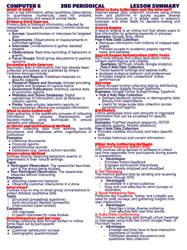 3rd-Unit - Com6 - L1-2 - Lesson Summary | PDF | Search Engine ...