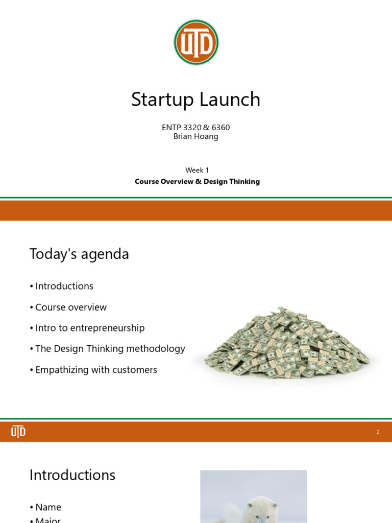 01 - Intro To Course & Entrepreneurship | PDF | Lean Startup | Startup ...