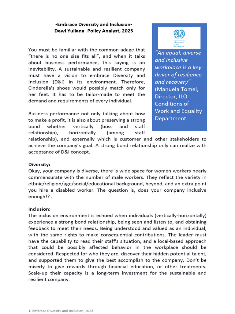 Inclusion and Diversity 2023 | PDF | Diversity (Business) | Social ...