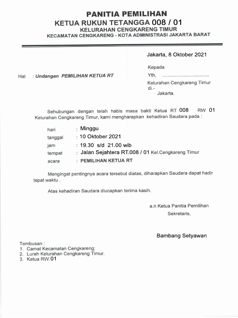 Kop Surat Panitia Pemilihan RT RW 018 | PDF