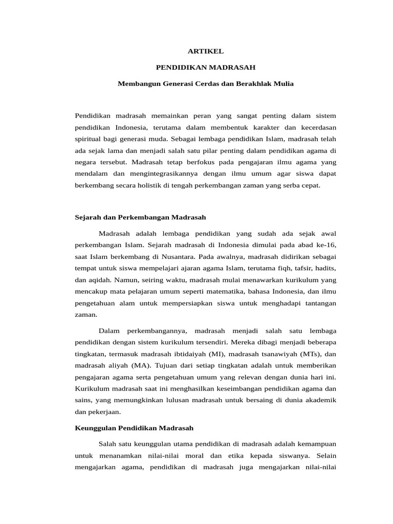ARTIKEL PENDIDIKAN MADRASAH.RINDY | PDF
