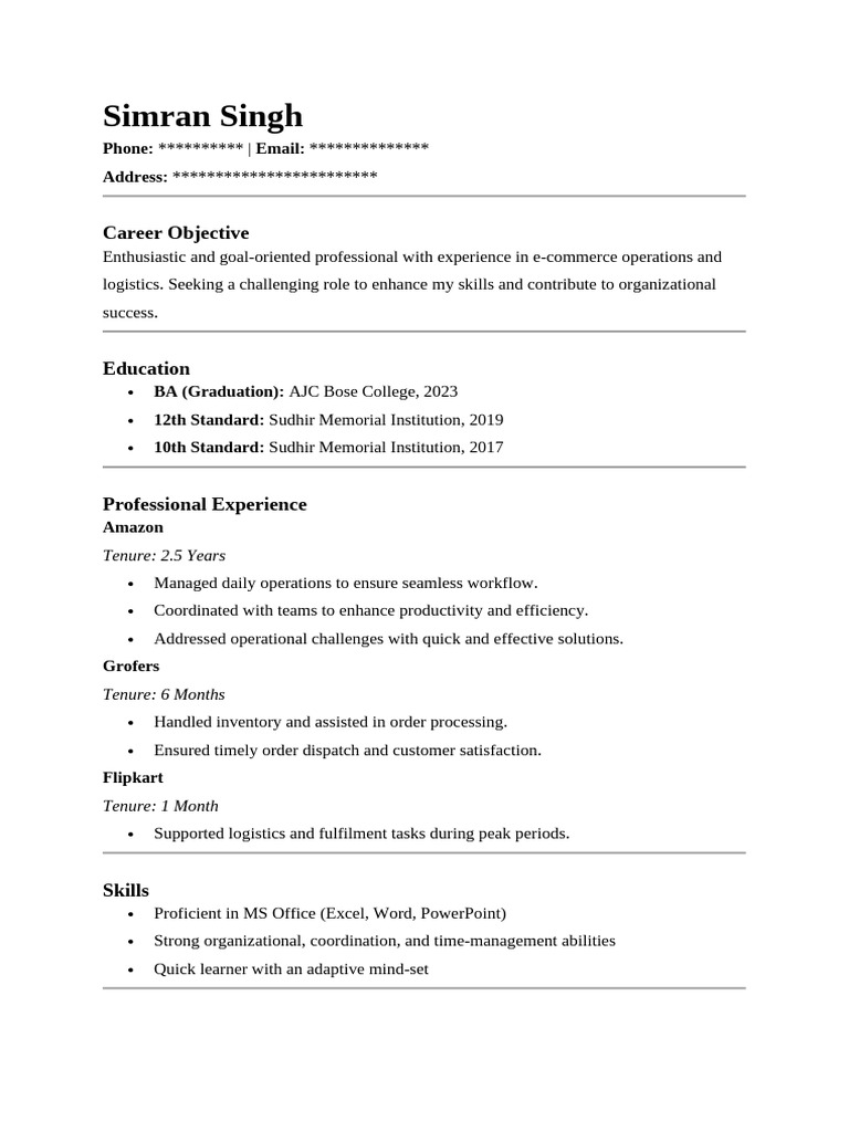 Simran Singh Resume | PDF